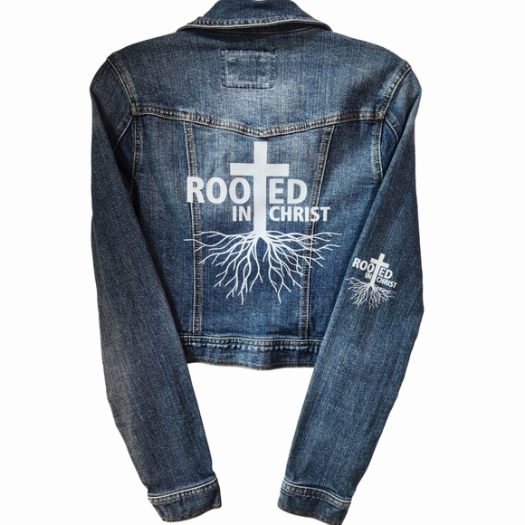 Upcycled Gemz | Jackets & Coats | Rooted In Christ Custom Upcycled Jean ...